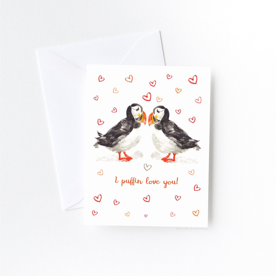 I Puffin Love You Card, Cute Valentines Day Card for Him, Card for Her ...