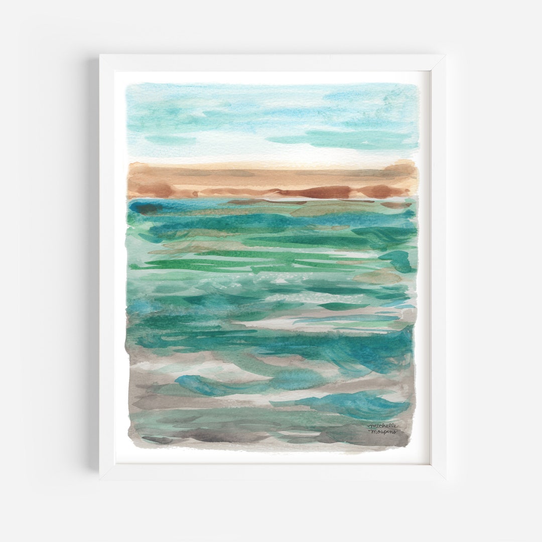 Watercolor Ocean Print Ocean Watercolor Painting Abstract - Etsy