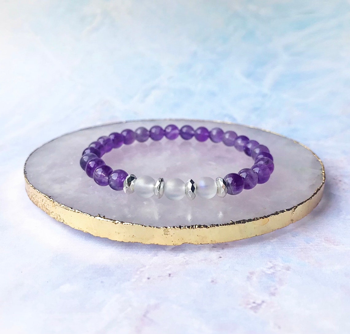 GorgeousAmethyst bracelet Mystic Aura bracelet Gemstone | Etsy