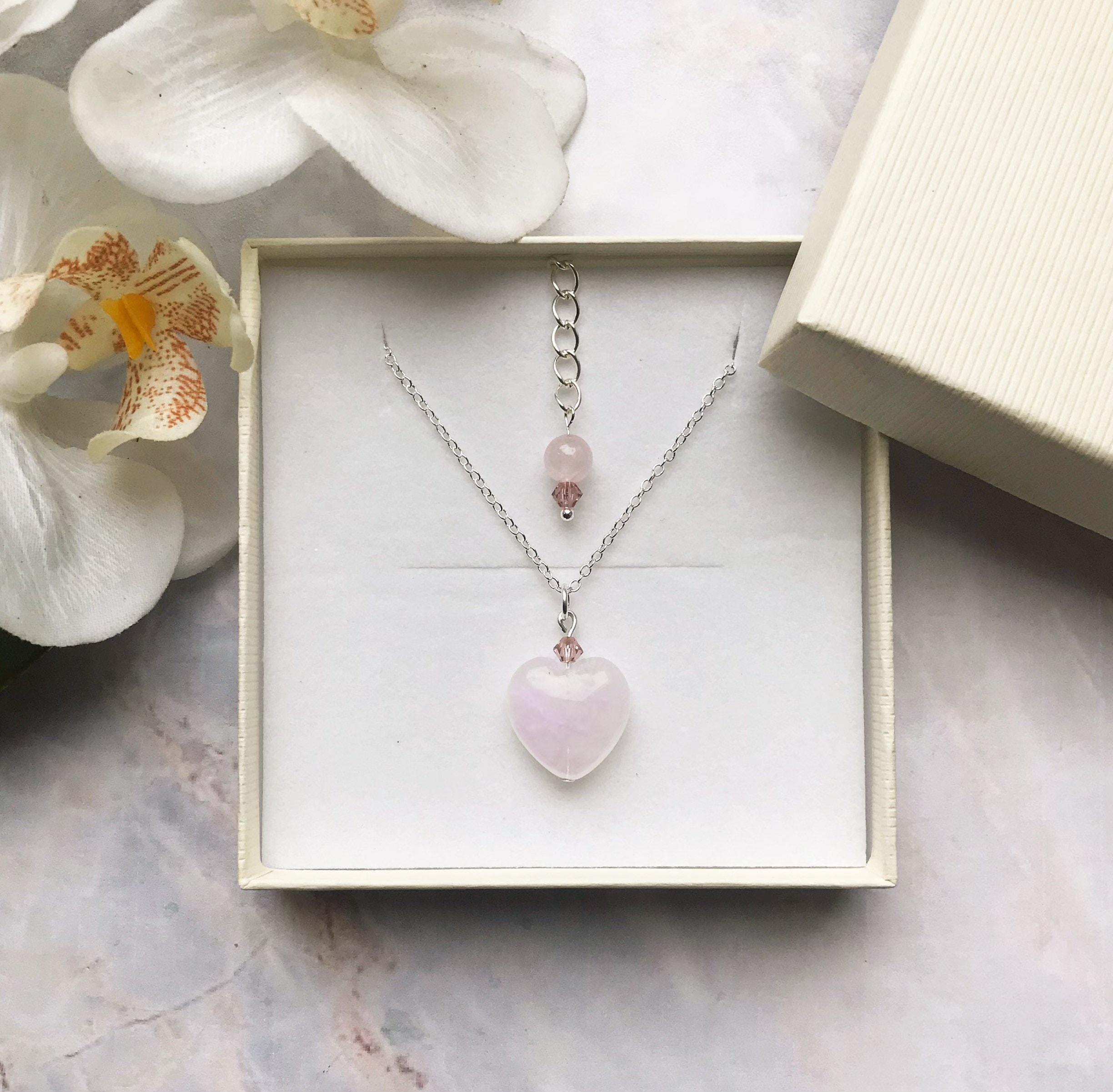 Rose Quartz heart necklace Sterling silver 925 necklace | Etsy