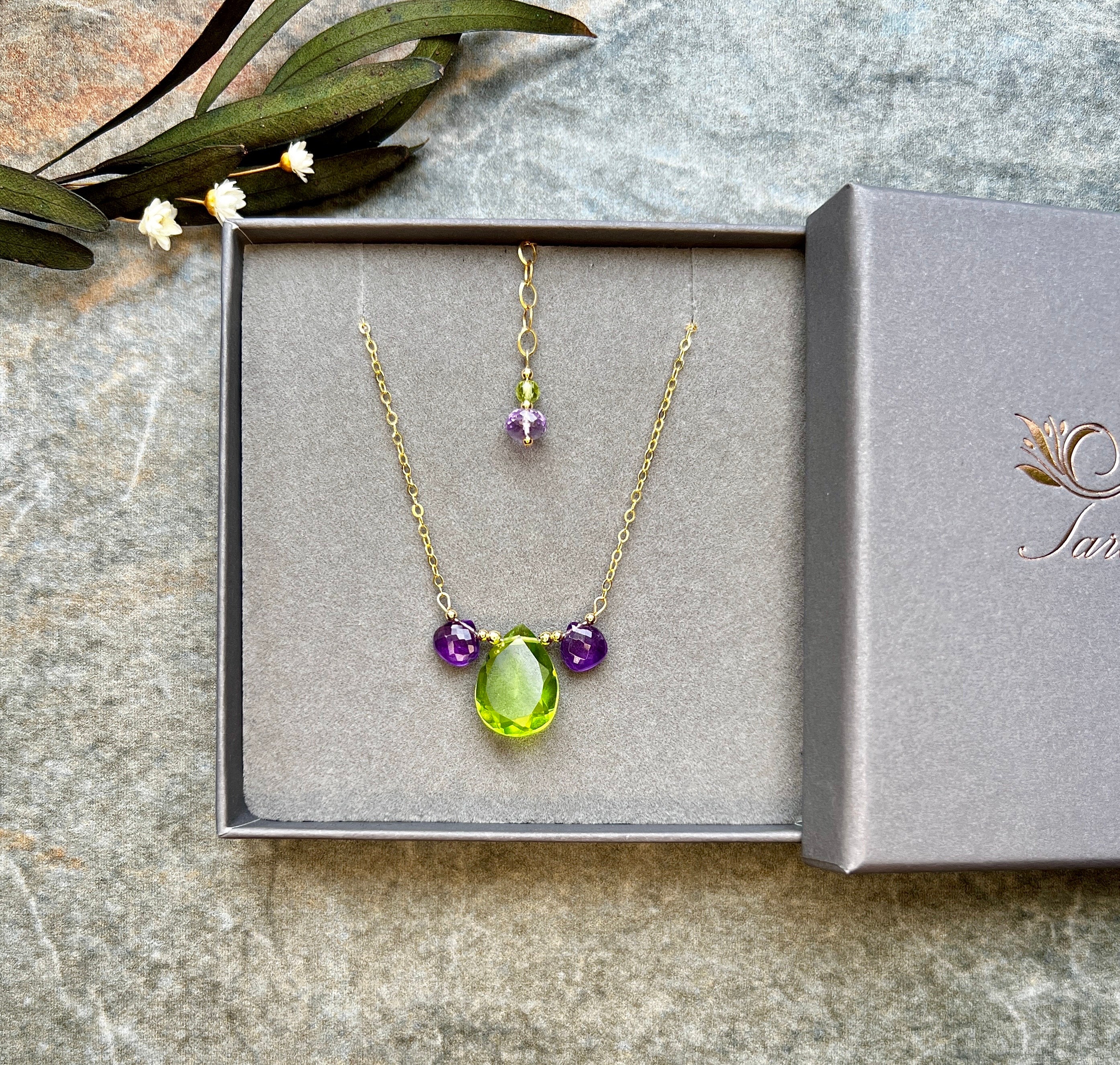 Amethyst and peridot necklace store