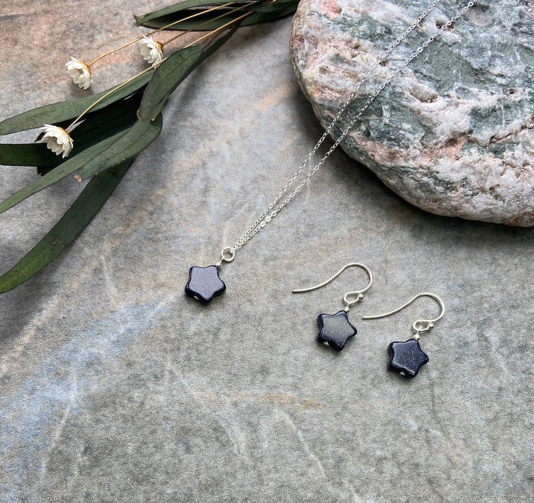 Gorgeous Blue Sandstone Jewellery Set, Sandstone Necklace, 18k Gold ...