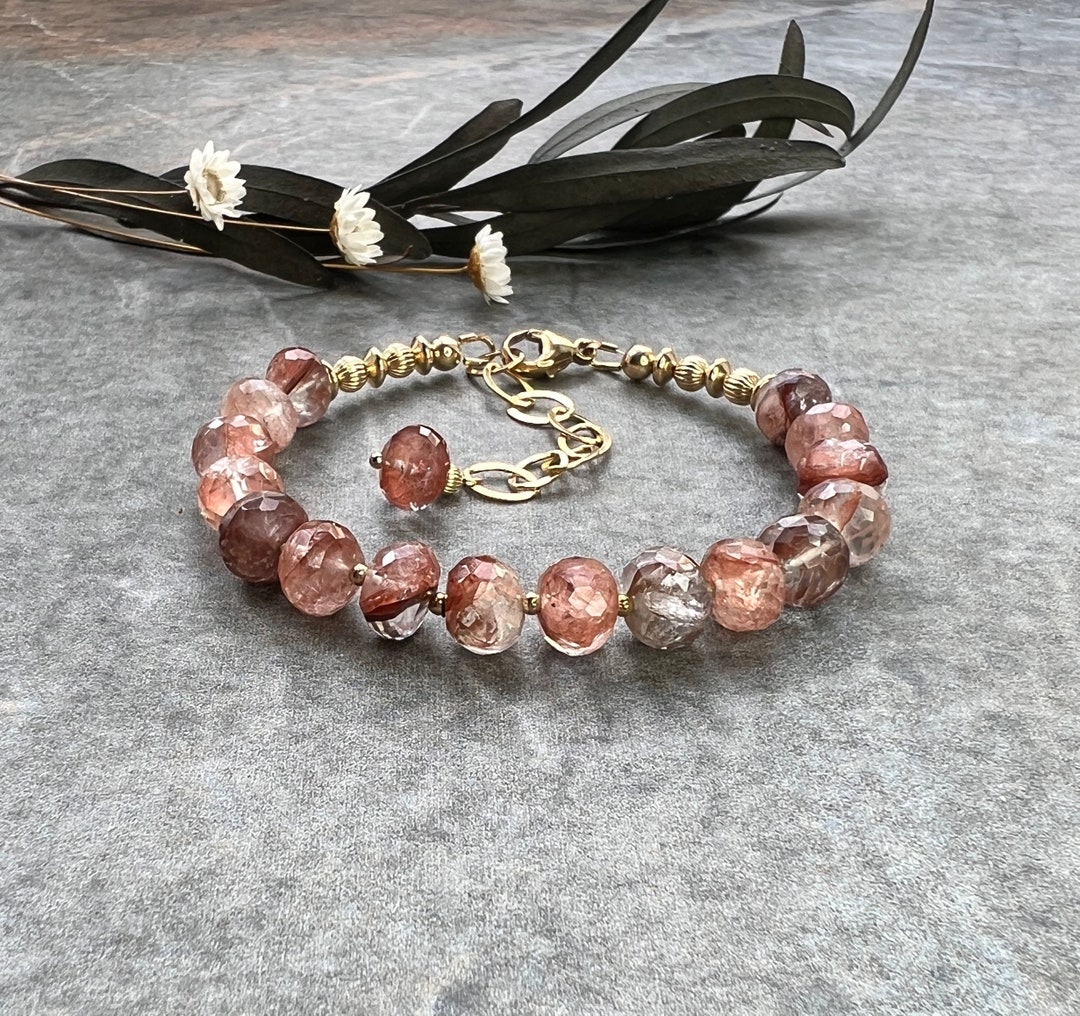 One of a Kind Red Hematoid Quartz Bracelet, Fire Quartz Bracelet ...