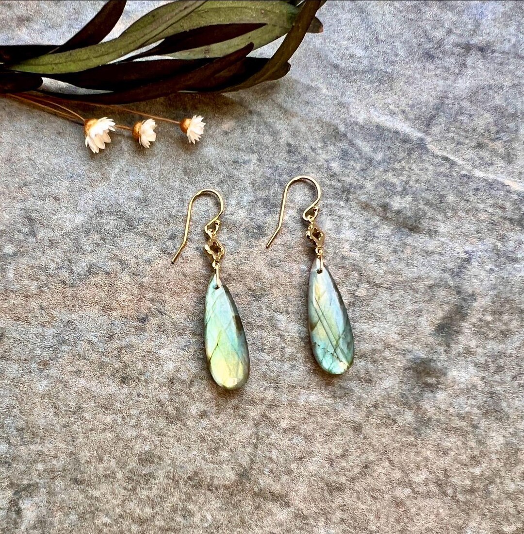 Stunning One of a Kind Flashy Labradorite Earrings, 14k Gold Filled ...