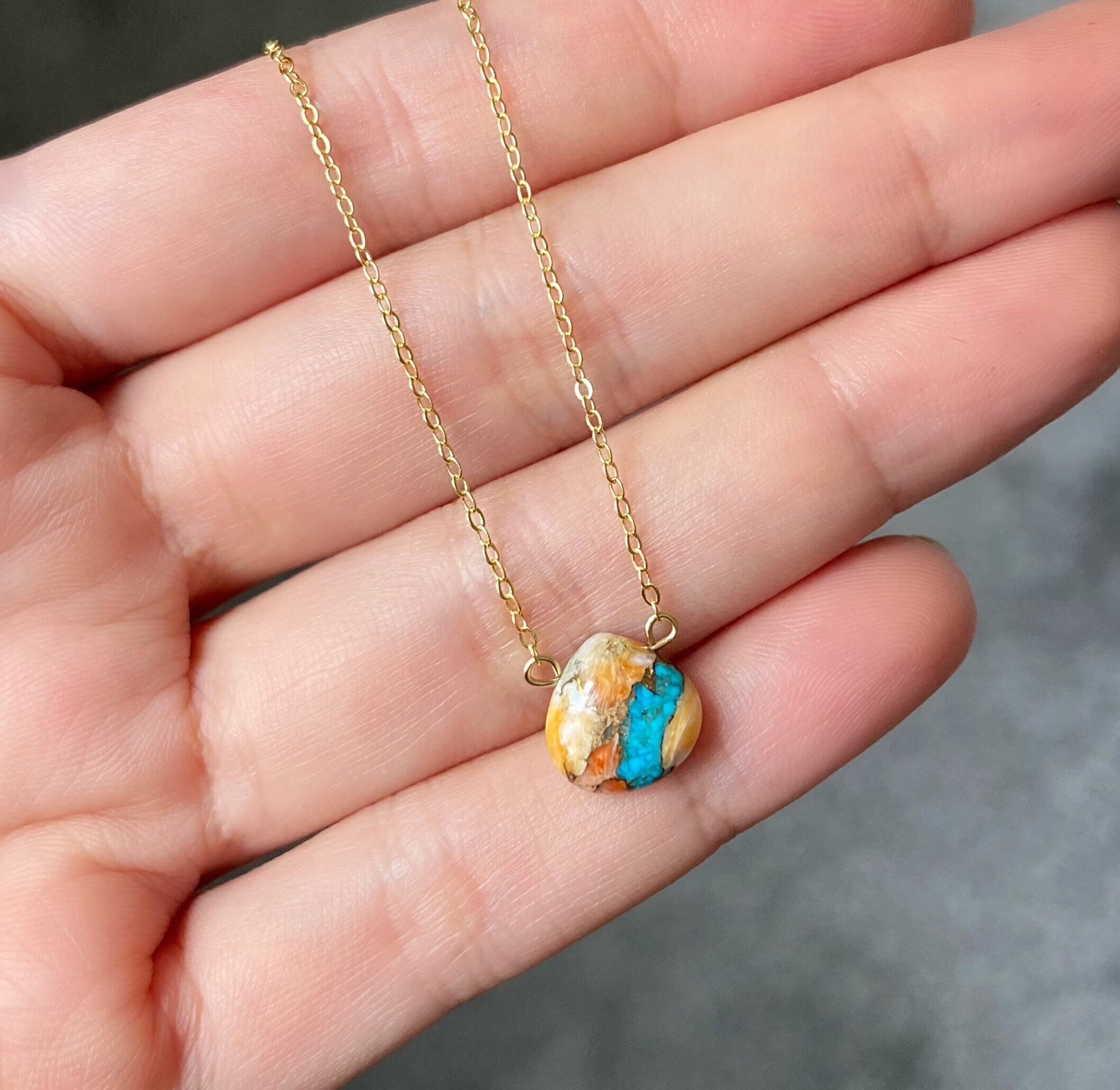 Gorgeous Oyster Copper Turquoise necklace Gold Vermeil | Etsy