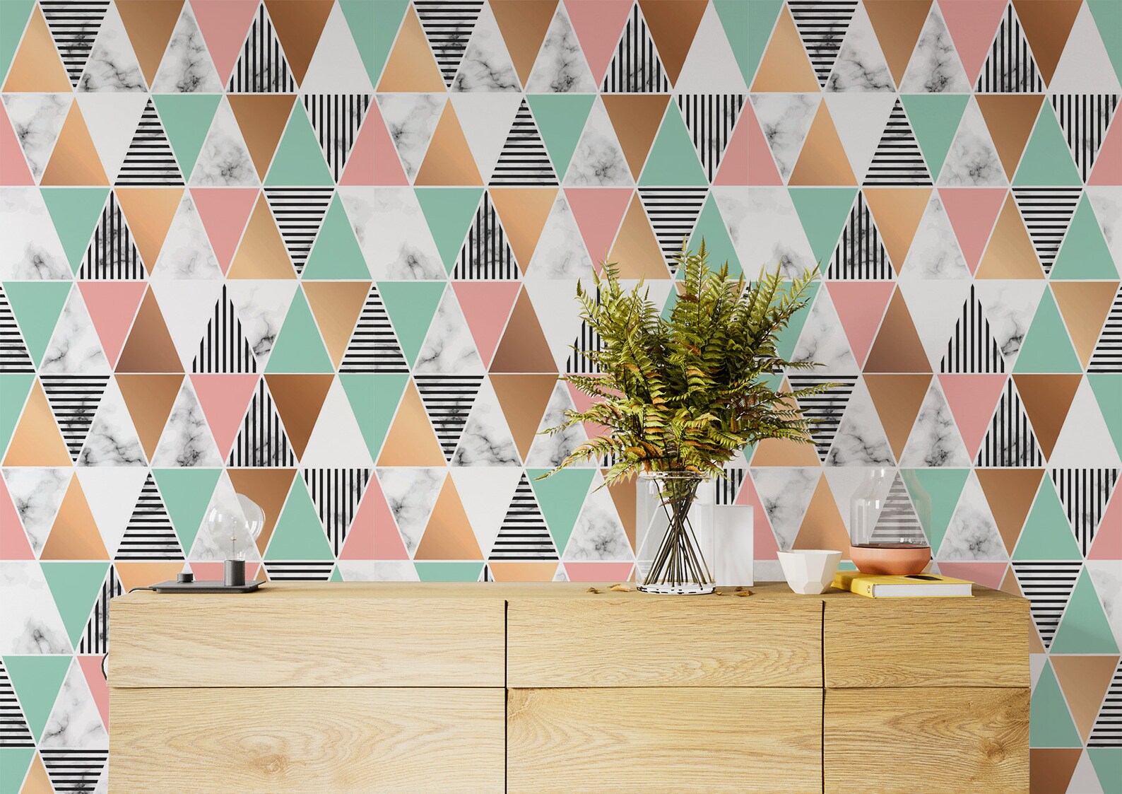 Mod Triangles Wallpaper Mid Century Modern Peel and Stick - Etsy