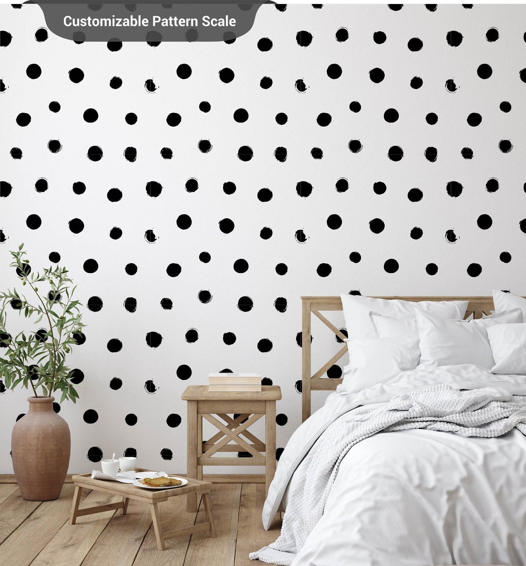 Black & White Polka Dot Peel and Stick Wallpaper | Minimalist Removable ...