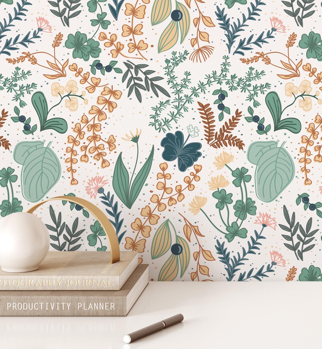 Multicolor Floral Wallpaper for Living Room Decor, Vibrant Botanical ...