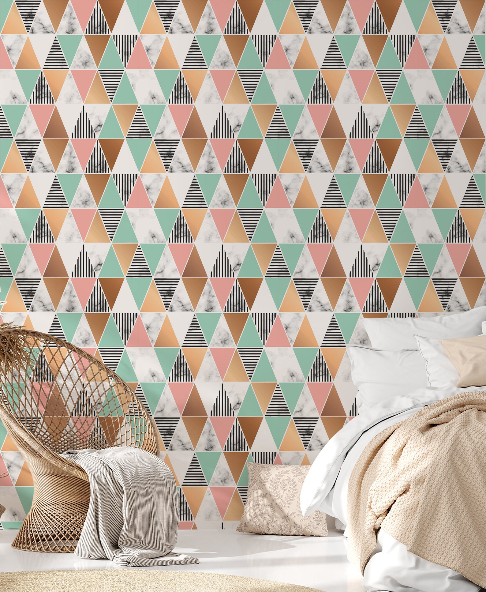 Mod Triangles Wallpaper Mid Century Modern Peel and Stick - Etsy