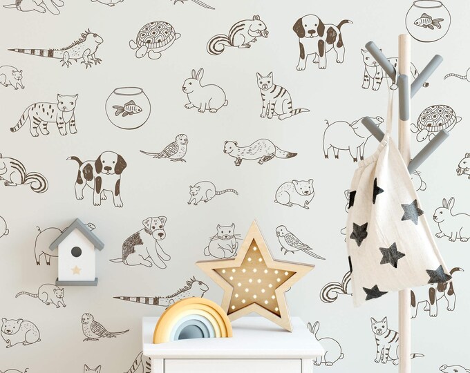 Vintage Pet Peel and Stick Wallpaper, Removable Wallpaper - Vintage Pet ...