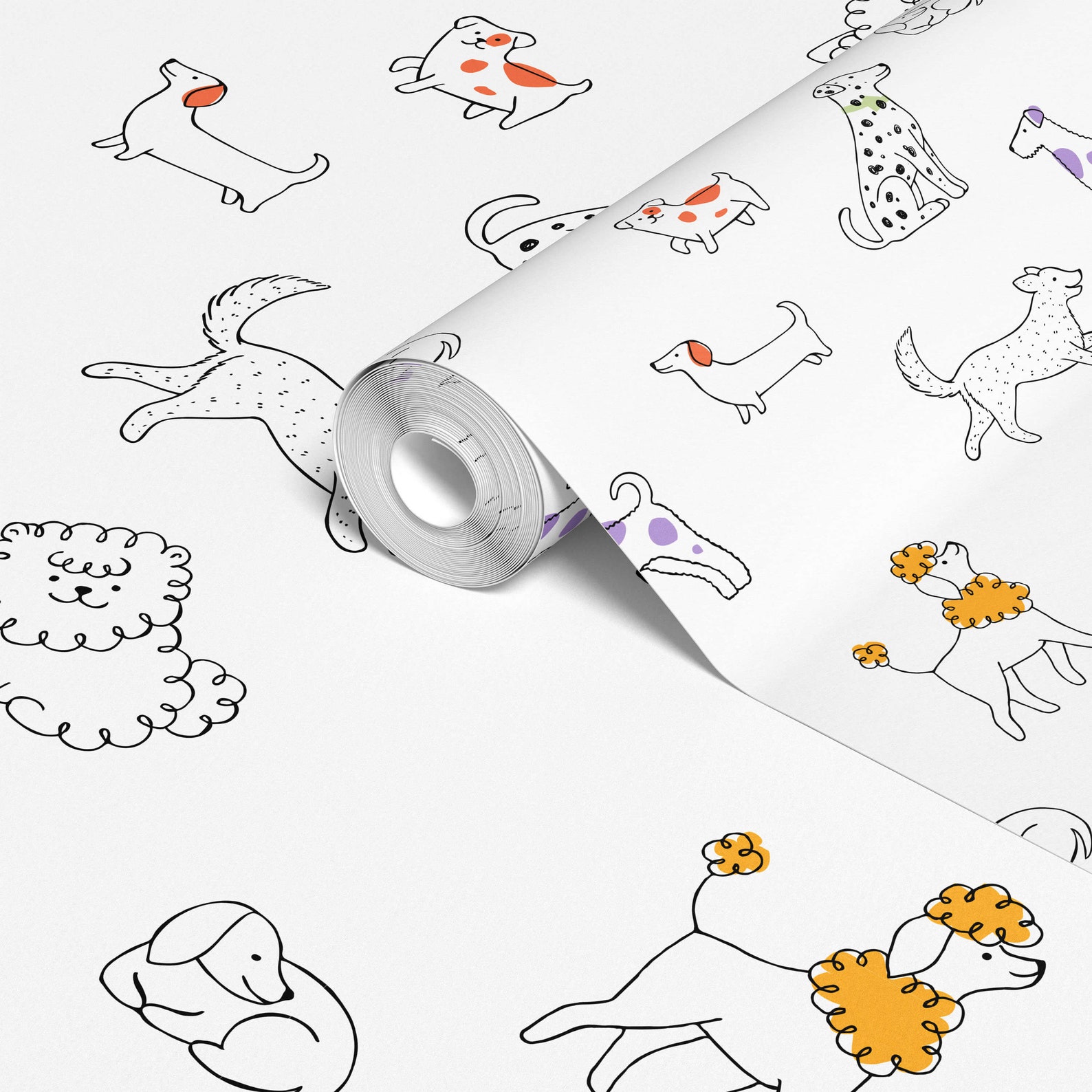 Puppy Dog Pattern Wallpaper for Kids Room, Dog Print Wallpaper Roll ...