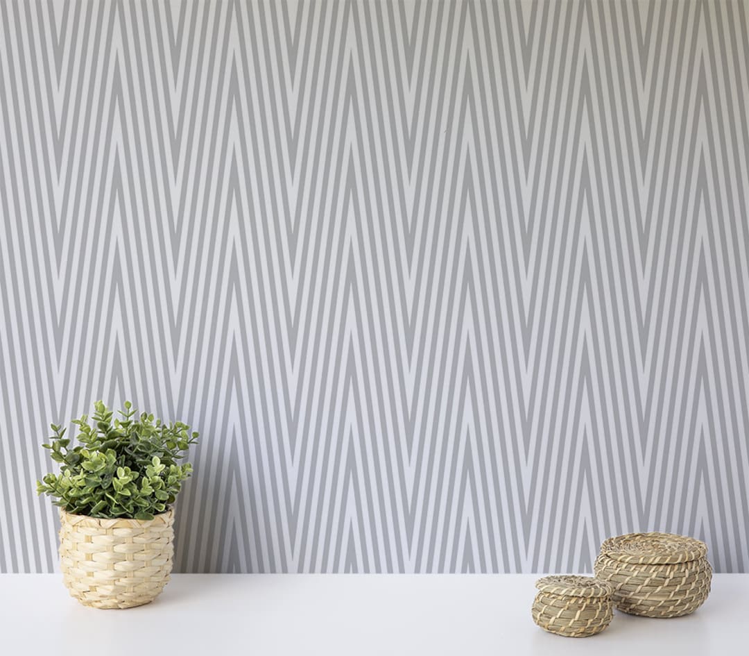 Chevron Grey Peel and Stick Wallpaper | Modern Geometric Design ...