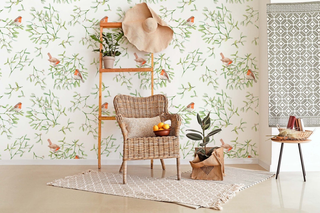 Robin Bird Cardinal Bliss Wallpaper, Vintage Nature Wallpaper, Birds on ...