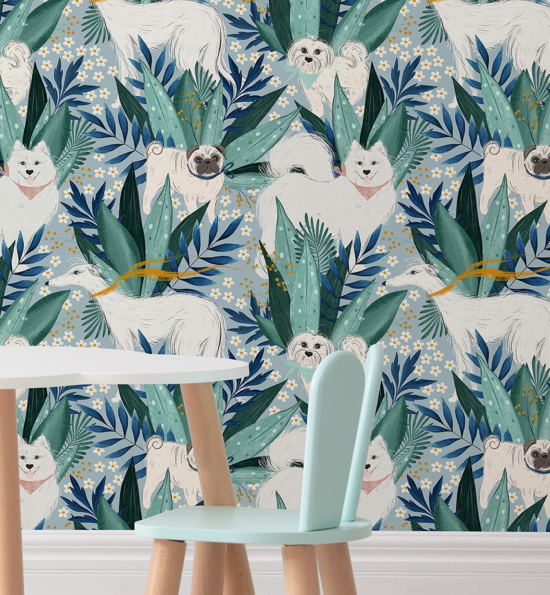 Charming Dog Wallpaper | Peel & Stick Wallpaper for Pet Lovers, Kids ...