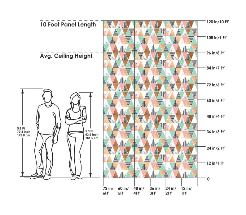 Mod Triangles Wallpaper Mid Century Modern Peel and Stick - Etsy