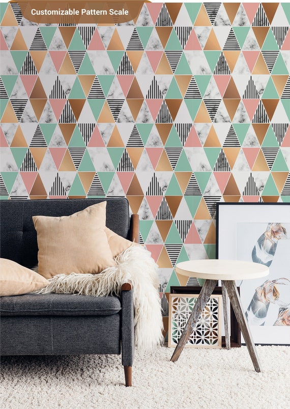 Mod Triangles Wallpaper Mid Century Modern Peel and Stick - Etsy