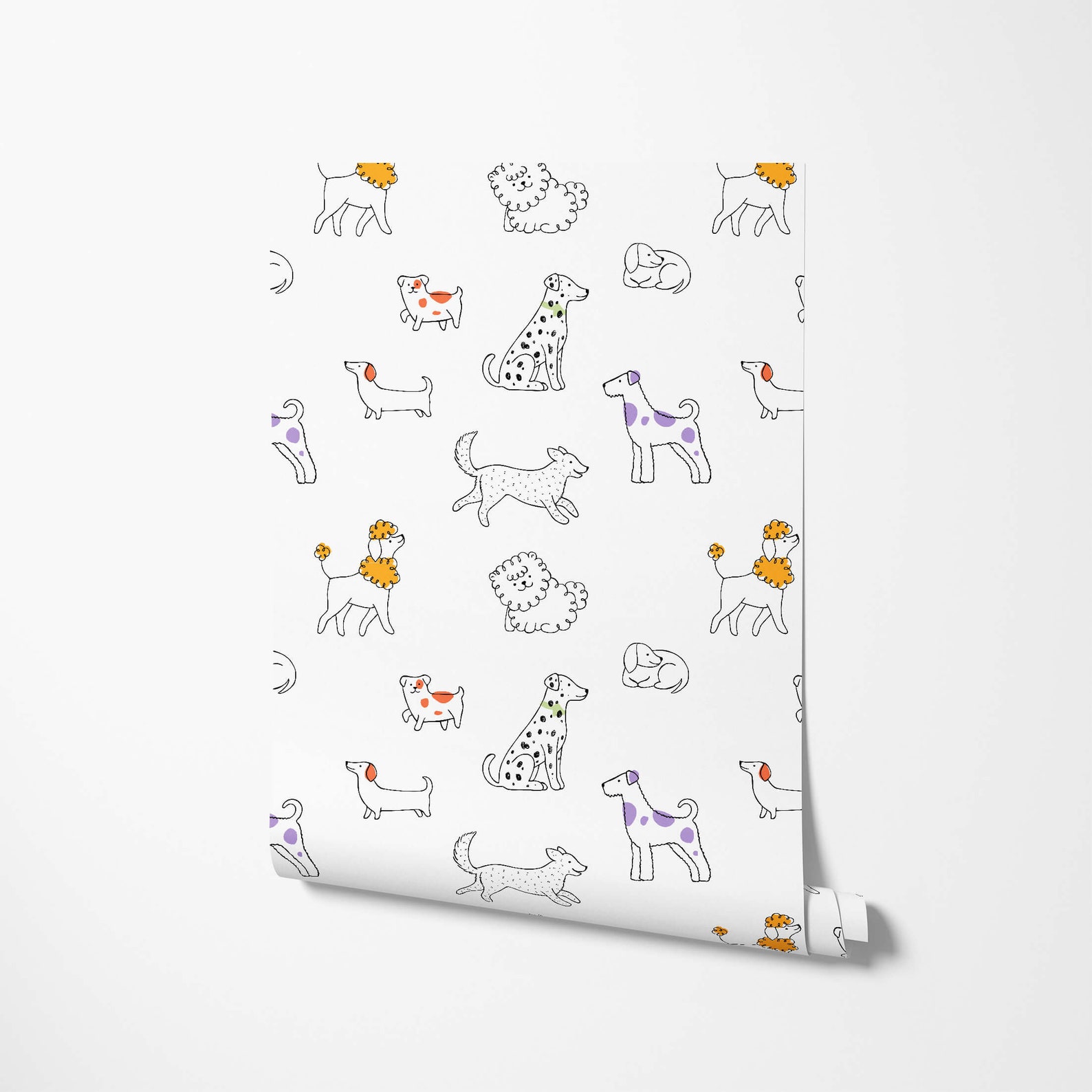 Puppy Dog Pattern Wallpaper for Kids Room, Dog Print Wallpaper Roll ...