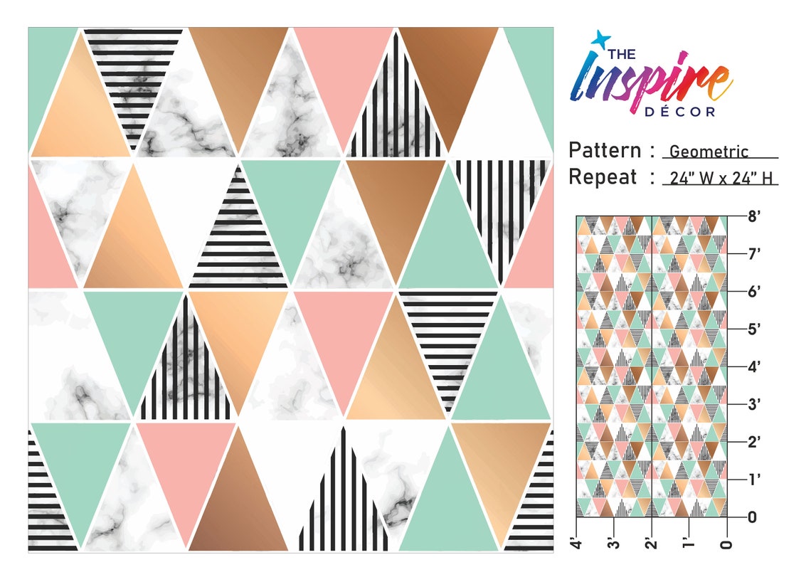 Mod Triangles Wallpaper Mid Century Modern Peel and Stick - Etsy