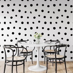 Black & White Polka Dot Peel and Stick Wallpaper | Minimalist Removable ...