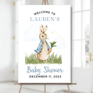Peter Rabbit Baby Shower Welcome Sign Template, Gender Neutral Baby ...