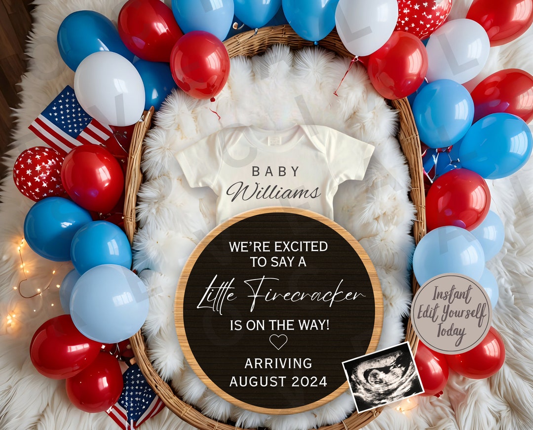 Fourth of July Pregnancy Announcement: Patriotic Baby Reveal (digital ...