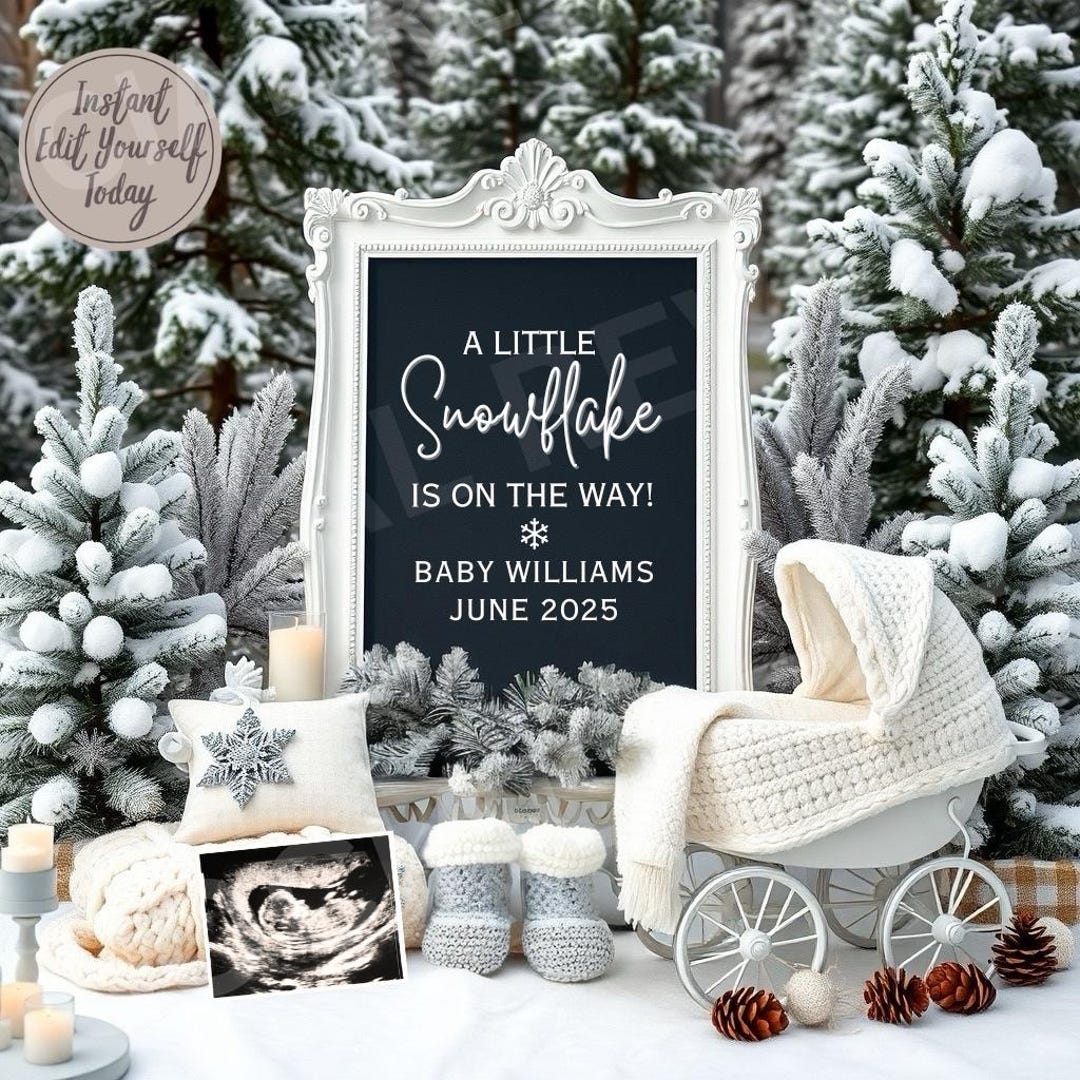 Winter Pregnancy Announcement Digital Template for Snow Pregnancy ...