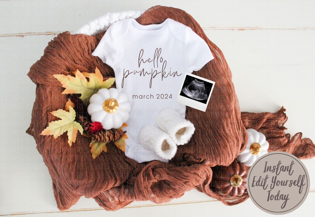 Fall Pregnancy Announcement Digital for Social Media Baby Reveal ...