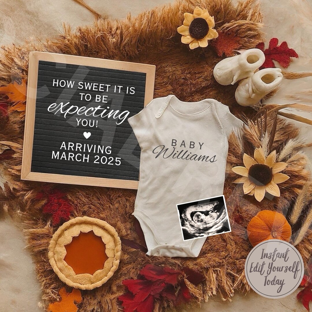 Pregnancy Announcement Thanksgiving Digital Photo Template for Birth ...