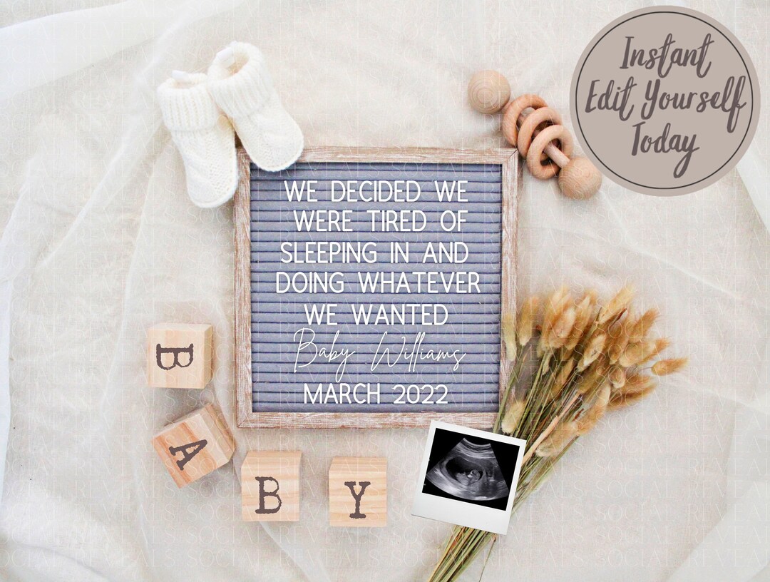 Neutral Message Board Pregnancy Announcement for Social Media (digital ...