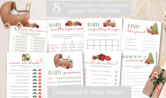 Baby Shower Christmas Games Bundle. Instant Download Games for - Etsy