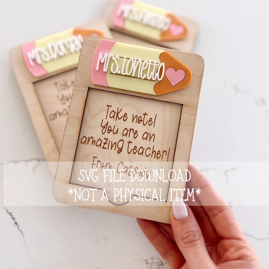 Notepad Holder SVG File, Teacher Gift Card (laser Cut File) - Etsy