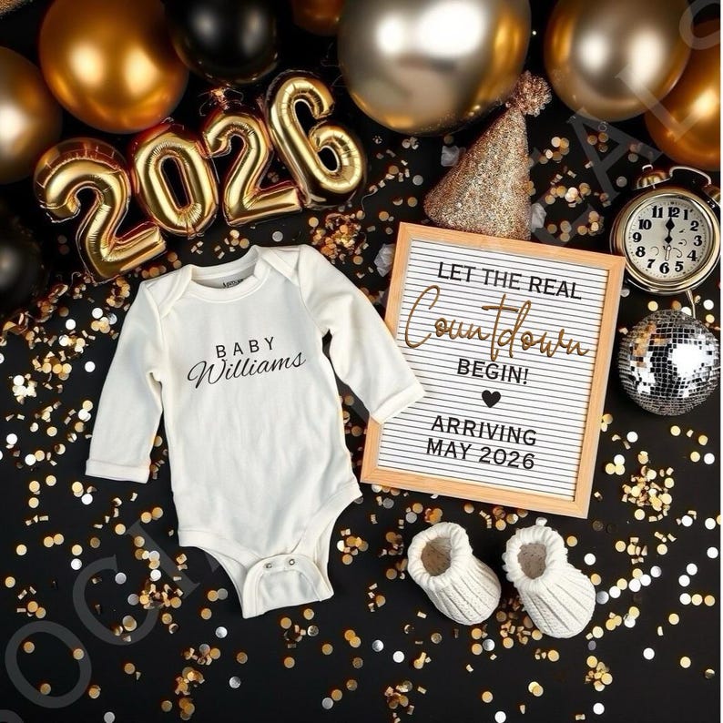New Year's Eve Pregnancy Announcement Template (digital Download) - Etsy