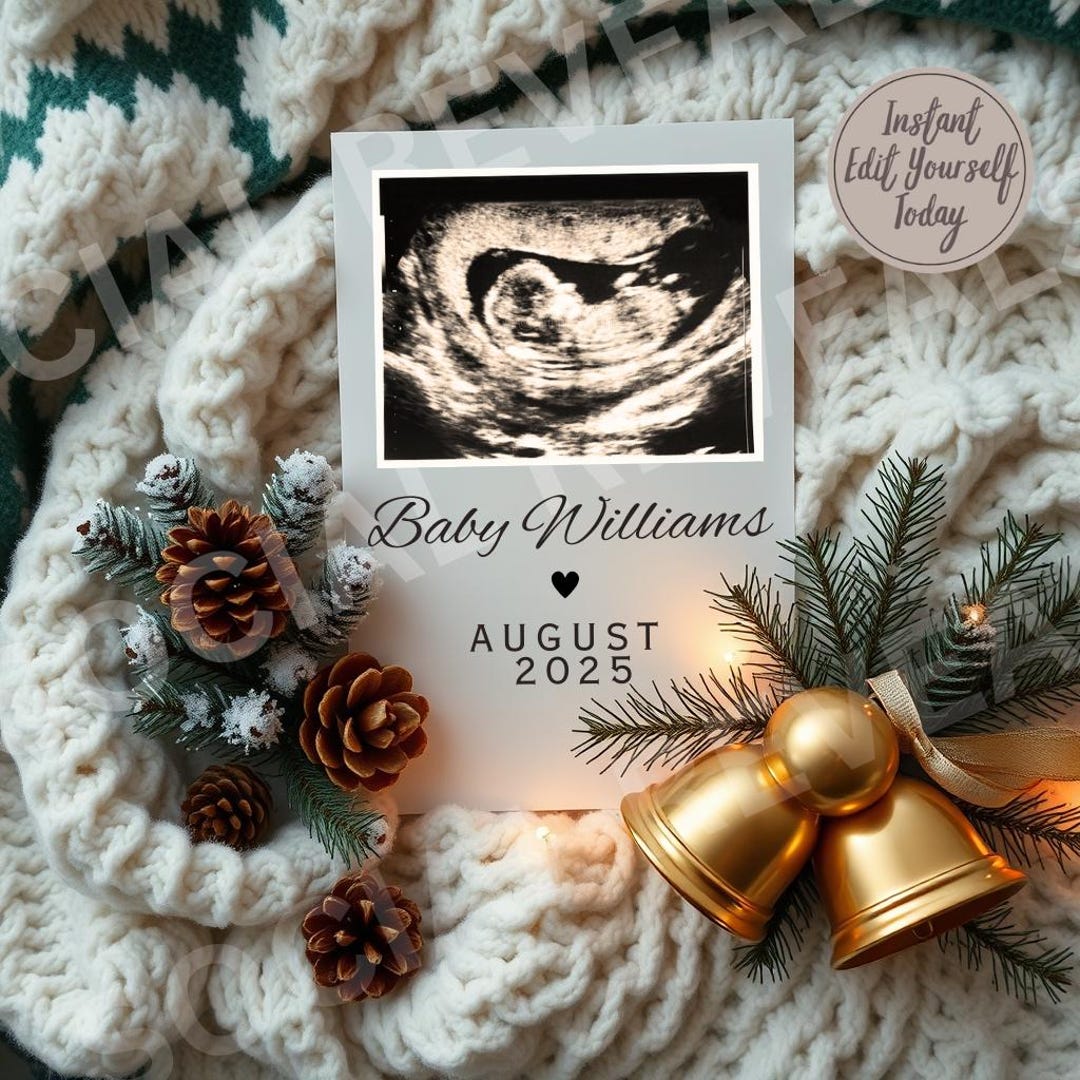 Pregnancy Announcement Christmas Digital Template for Winter Pregnancy ...