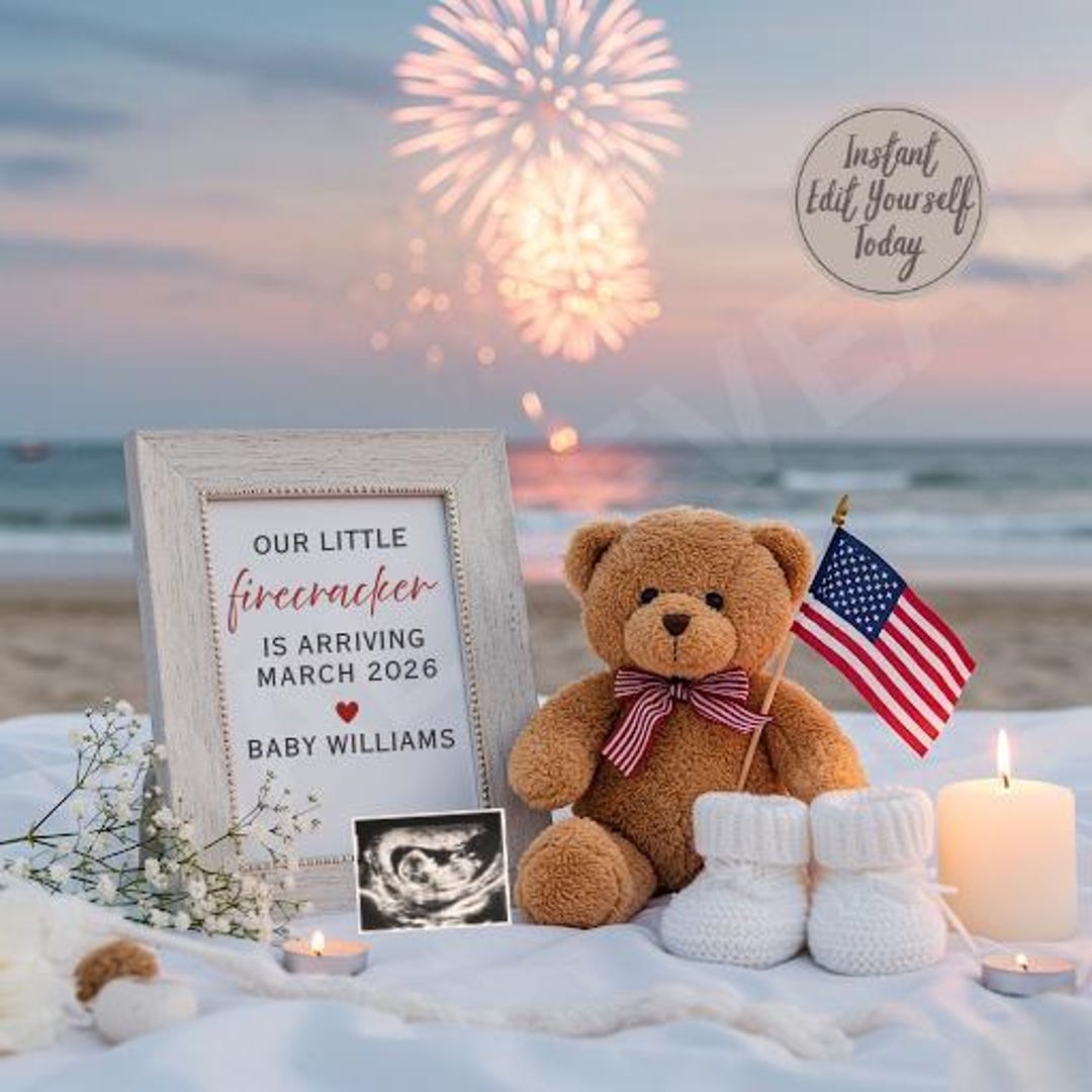 Fourth of July Pregnancy Announcement: Firecracker Baby Reveal (digital ...