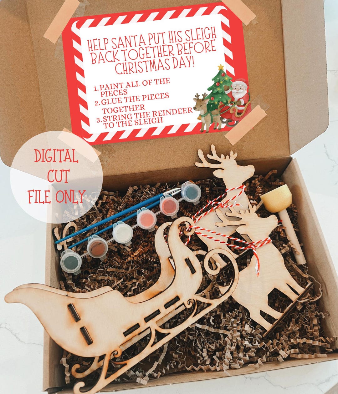 Christmas Sleigh Paint Kit Digital File Build a Sleigh Santa Craft for ...