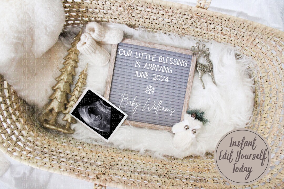 Winter Pregnancy Announcement: Editable Snow Template (digital Download ...