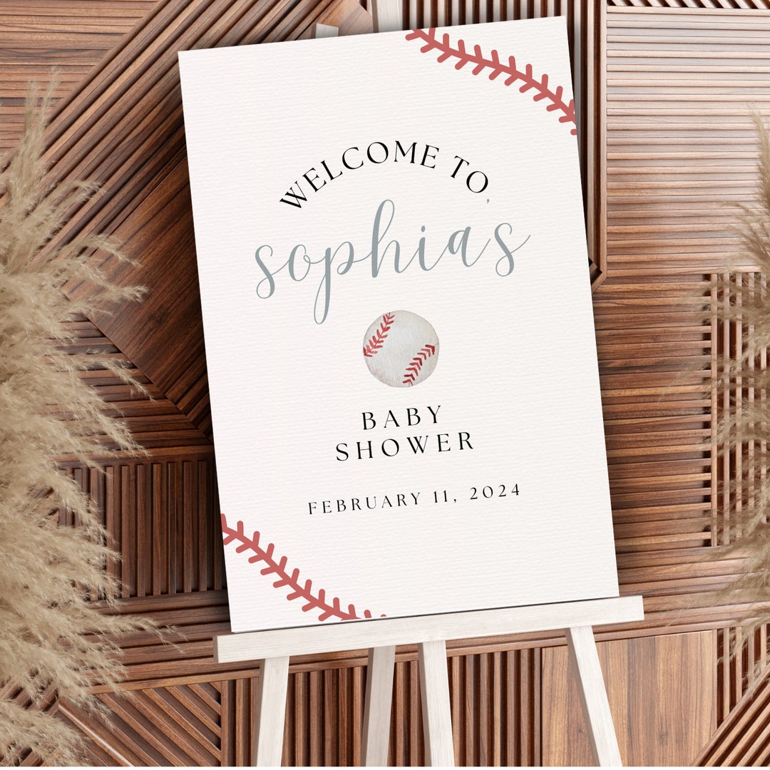 Editable Baseball Baby Shower Welcome Sign Template, Sports Baby Shower ...