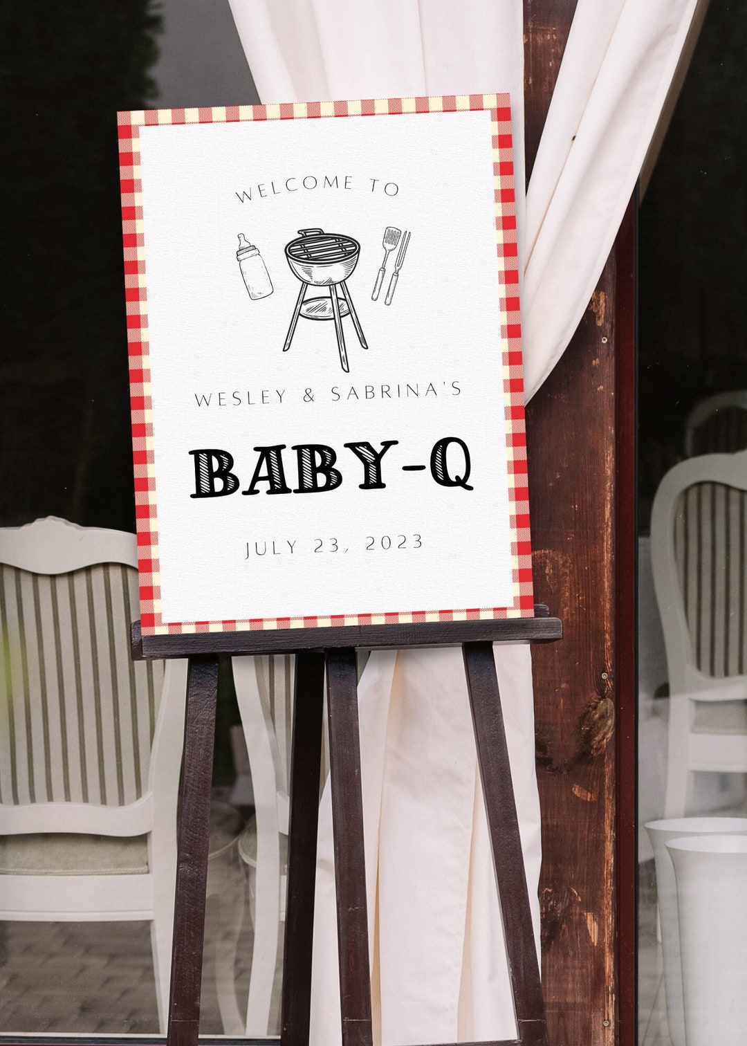 Baby Q Baby Shower Welcome Sign Template, BBQ Baby Shower Digital Sign ...