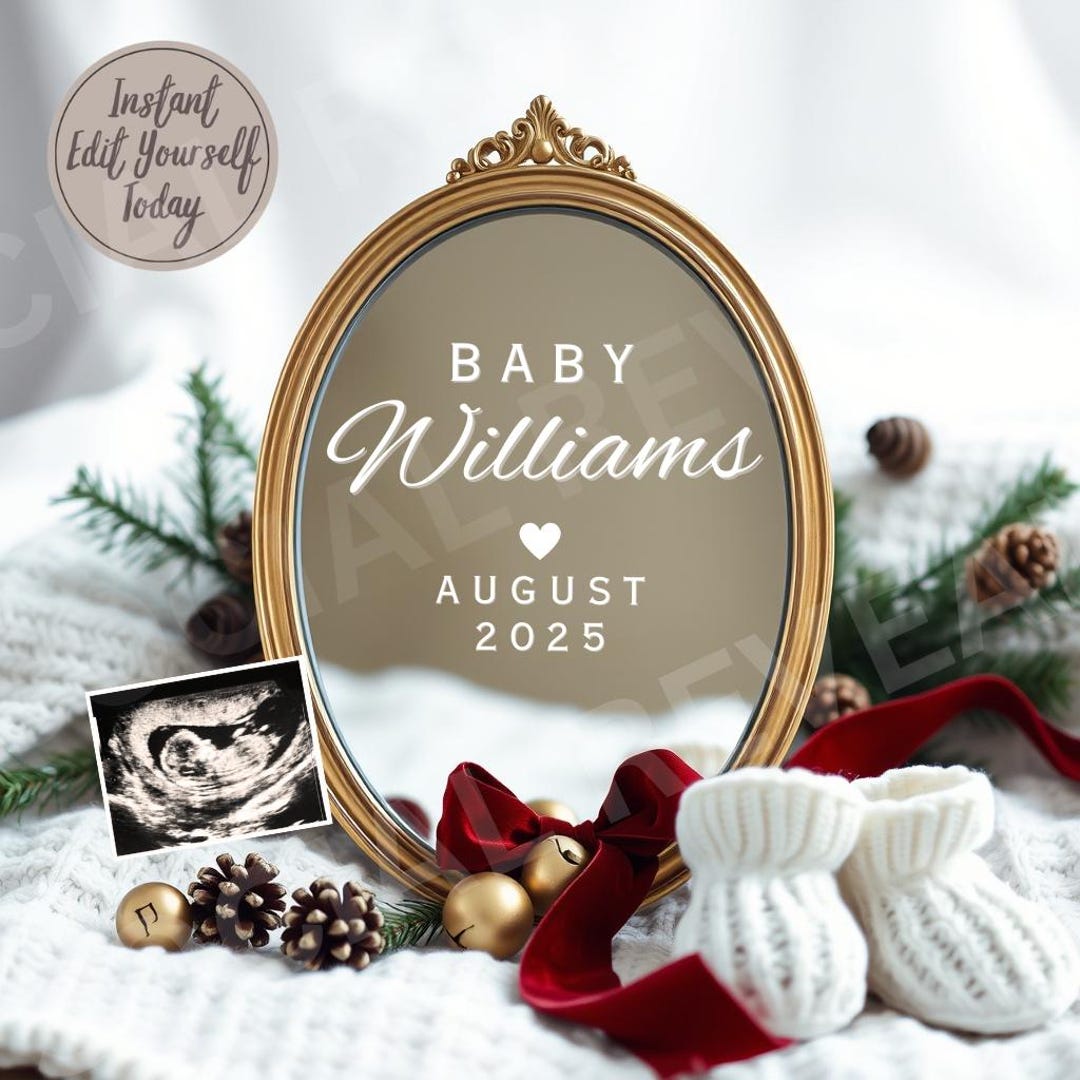 Pregnancy Announcement Christmas Digital Template for Winter Pregnancy ...