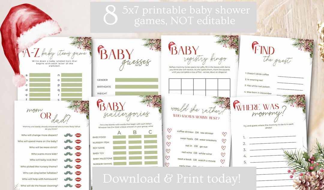 Santa Baby Shower Games Bundle: Winter Theme (digital Download) - Etsy