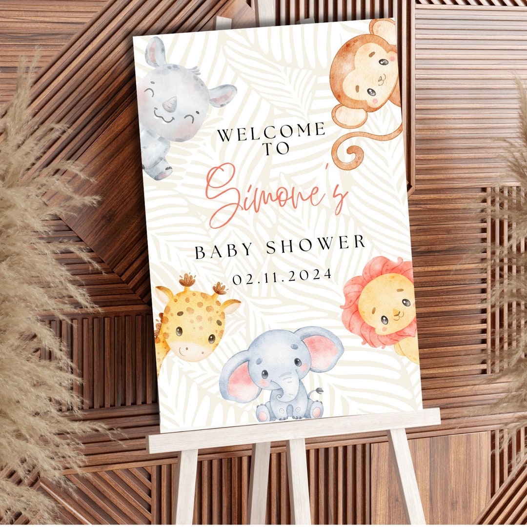 Editable Jungle Baby Shower Welcome Sign Template, Neutral Baby Shower ...