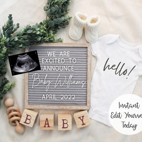 Digital Pregnancy Announcement Social Media Gender Neutral Etsy