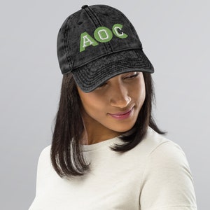 AOC Hat, AOC Green New Deal, Embroidered Vintage Hat, Alexandria Ocasio ...