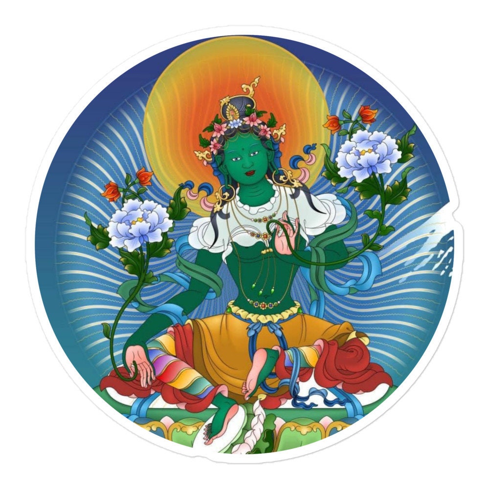 Green Tara Stickers Tibetan Buddhist Art Tara Thanka Green - Etsy