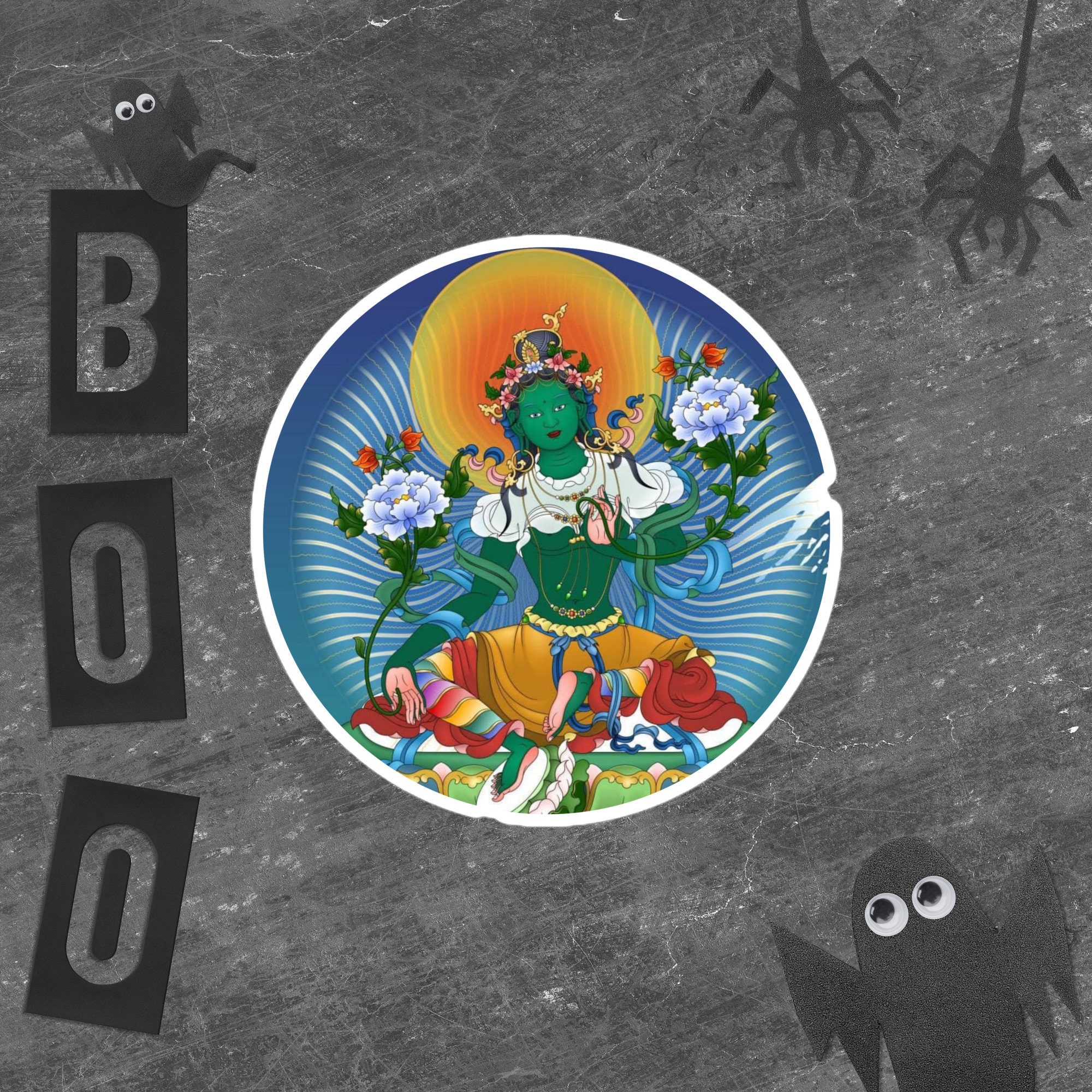 Green Tara Stickers Tibetan Buddhist Art Tara Thanka Green - Etsy