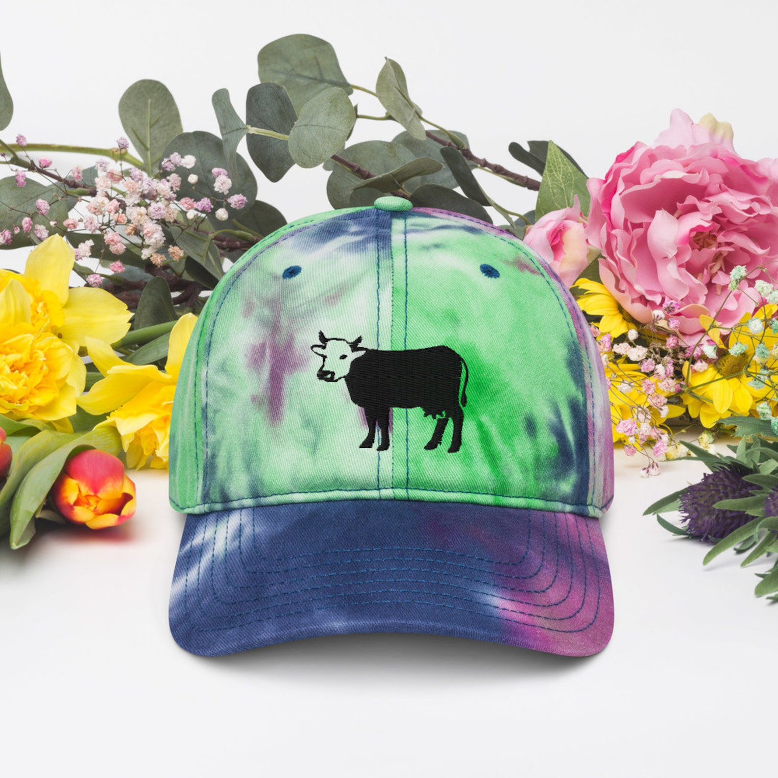 Cow Embroidered Tie Dye Hat Cow Hat Cow Gifts Cow Farmer | Etsy
