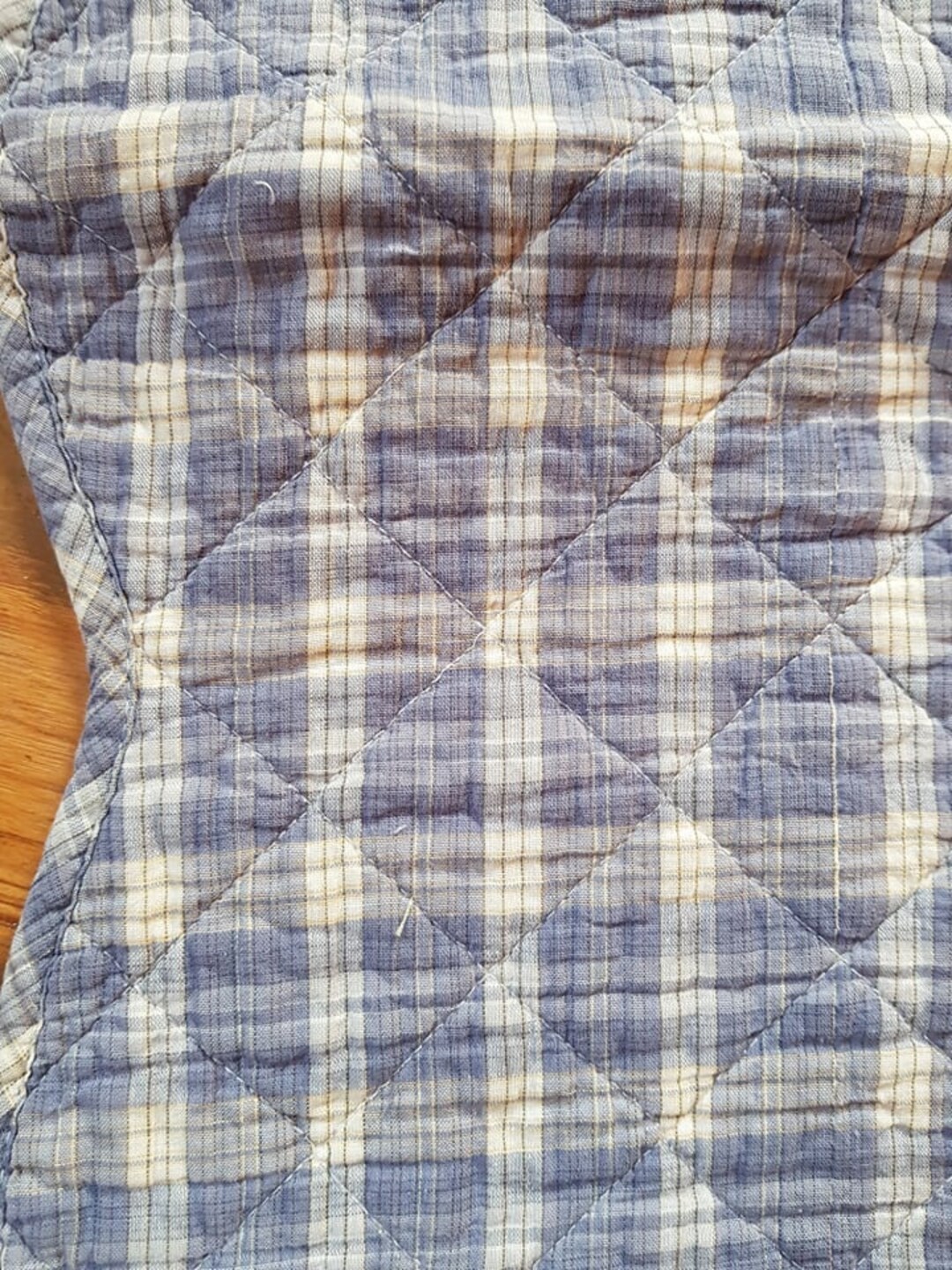 BLUE AND WHITE Check,,vintage Quilt Piece for Crafts, Sewing,patchwork ...