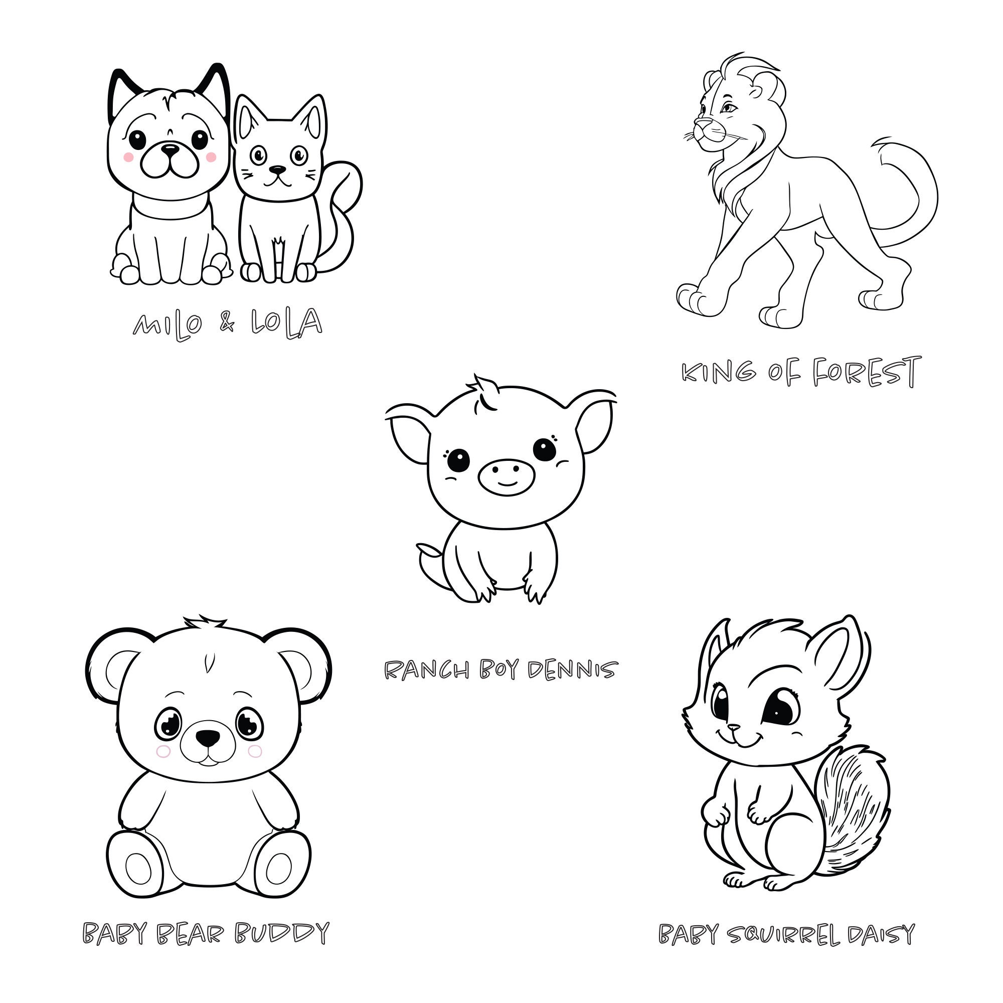 Animals Coloring Page (instant Printable Used for Printing and Coloring ...