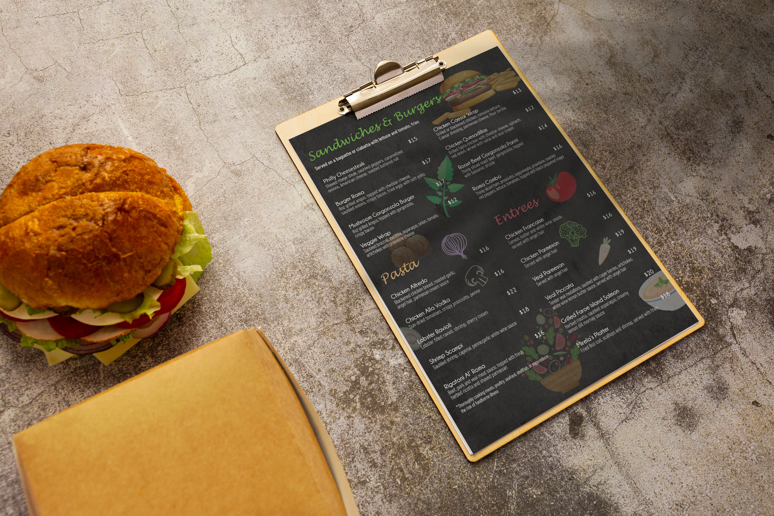 Editable Burger Restaurant Menu Design, Canva Menu Template, Word ...
