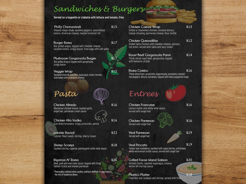 Editable Burger Restaurant Menu Design, Canva Menu Template, Word ...